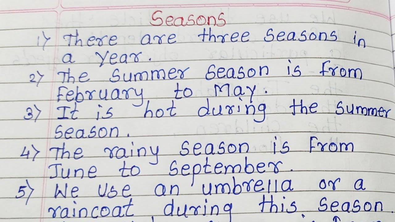 Seasons/Essay writing Seasons/English writing - YouTube