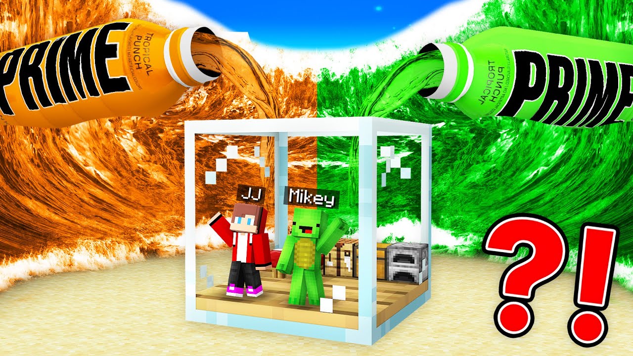 PRIME Drink Tsunami vs. Mikey Family & JJ Family Doomsday GLASS Bunker ...
