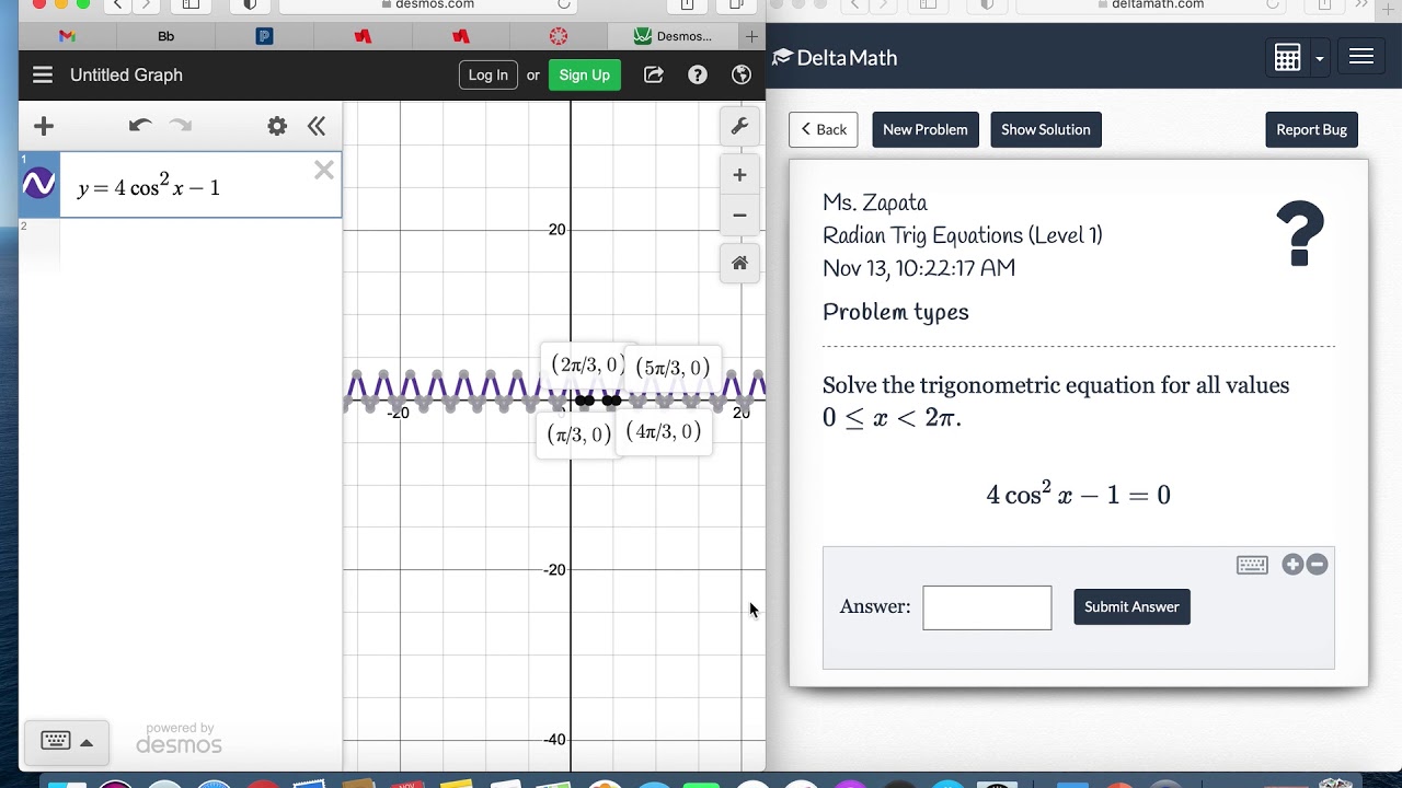 Solving Trigonometric Equations using Desmos - YouTube