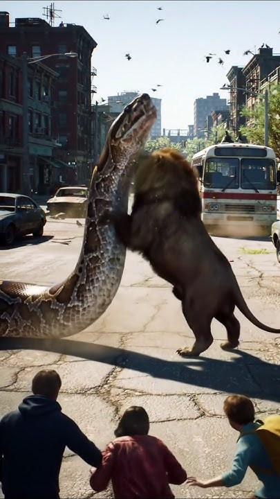 Massive Python Vs Lion Fight #shorts - YouTube