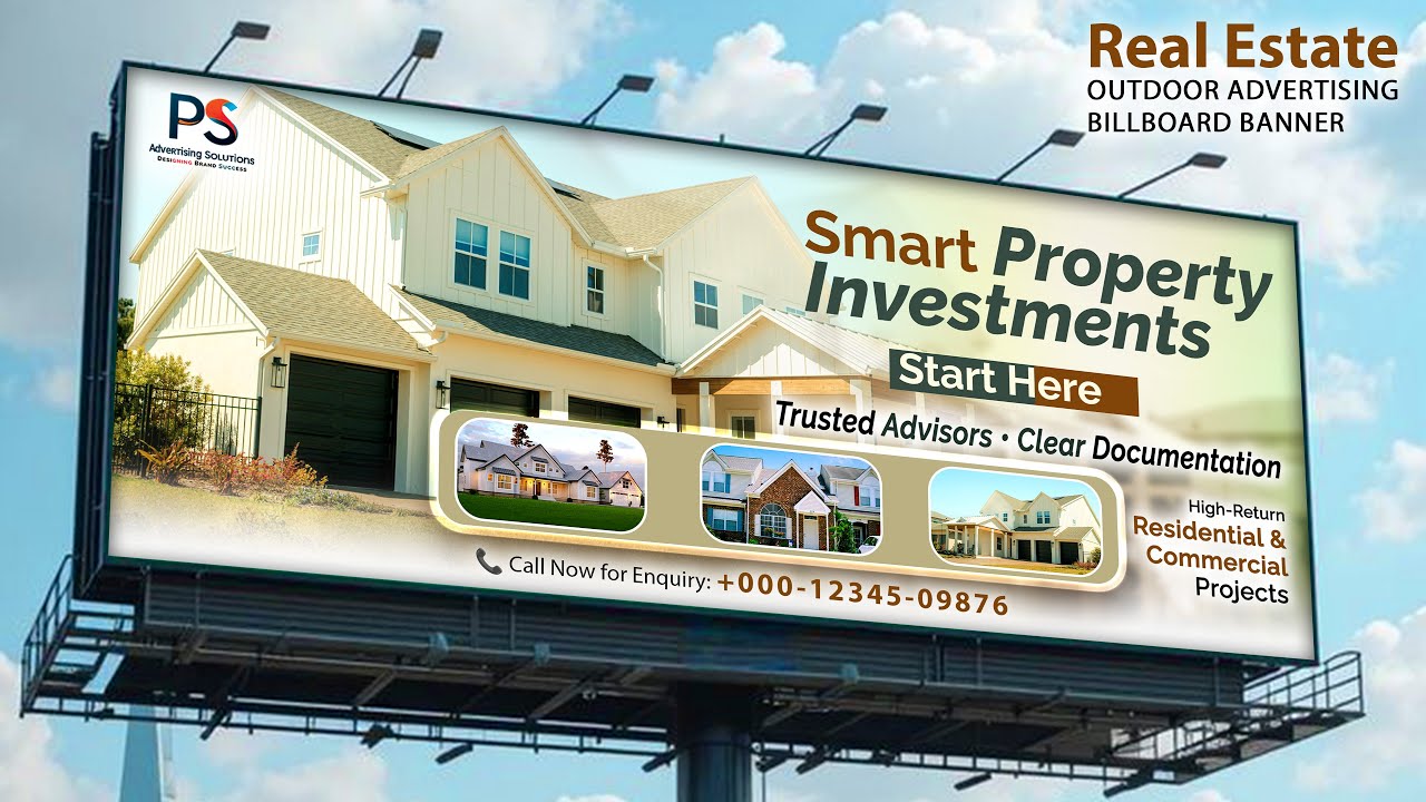 Real Estate Outdoor Advertising Billboard Design In Photoshop ...