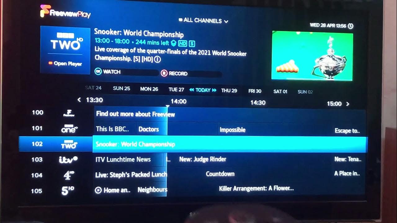 Reading Electronic Programme guide (EPG) on the television - YouTube