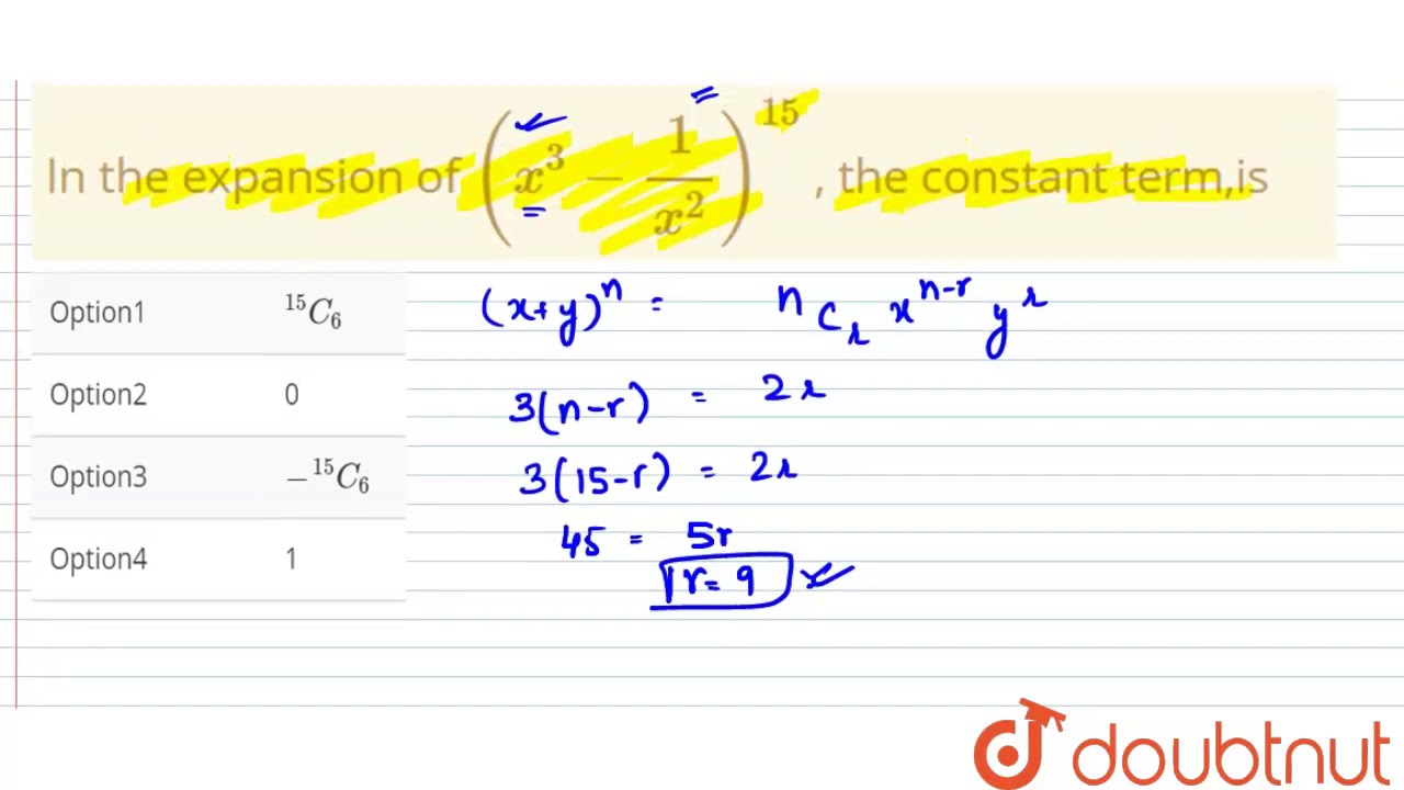 In The Expansion Of x 3 1 x 2 15 The Constant Term is
