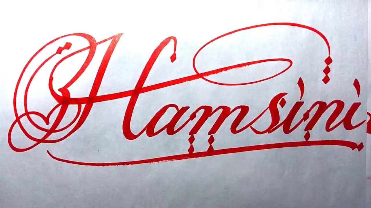 Hamsini Name Signature Calligraphy Status | How to Cursive write with cut Marker #hamsini ...