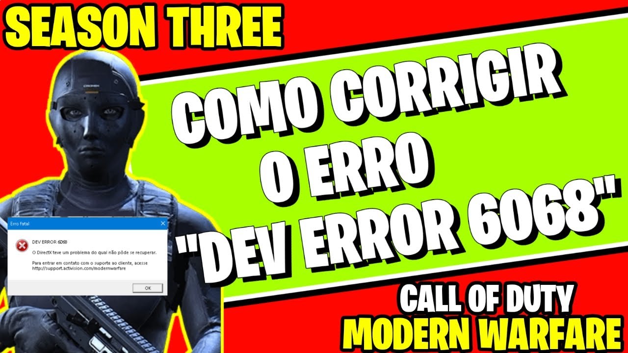 Como CORRIGIR o erro " DEV ERROR 6068 " - COD MW & COLD WAR - YouTube
