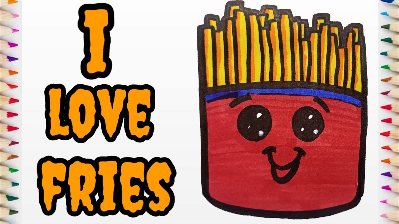 how to draw french fries| easy and cute French fries drawing for ...