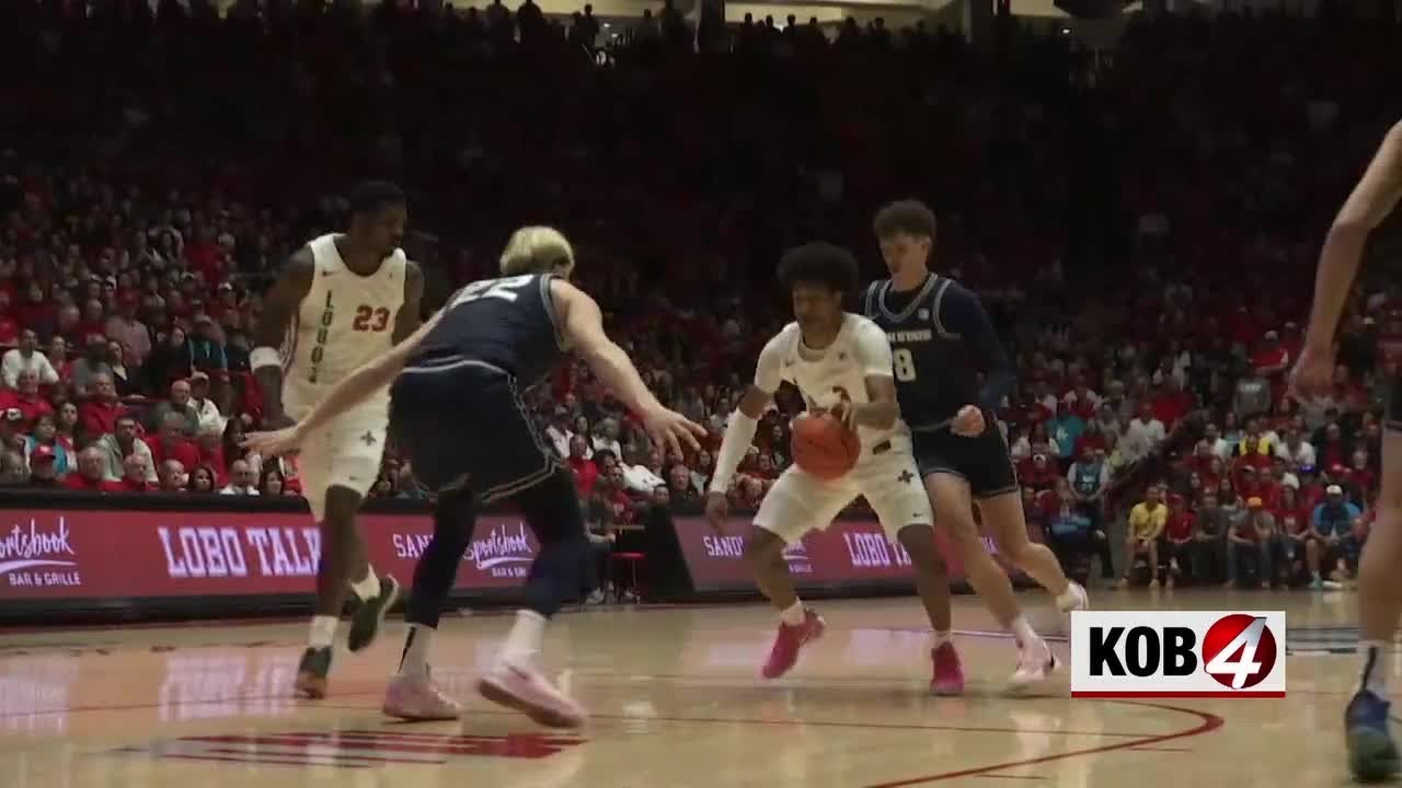 Lobo men's basketball team secures big conference win - YouTube