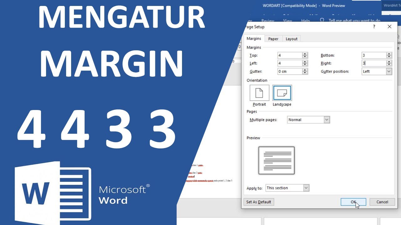 Cara Mengatur Margin Skripsi 4433 CM Di Word - YouTube