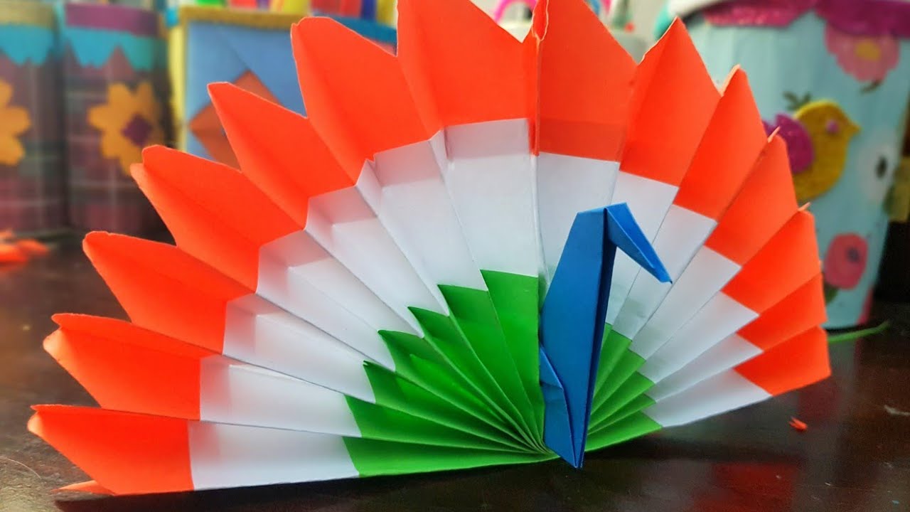 Origami Tricolor Peacock - Independence Day Decoration - YouTube