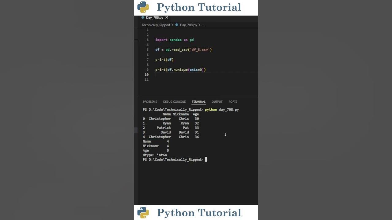 Counting Unique Values Per Row and Column in Pandas | Python Tutorial - YouTube