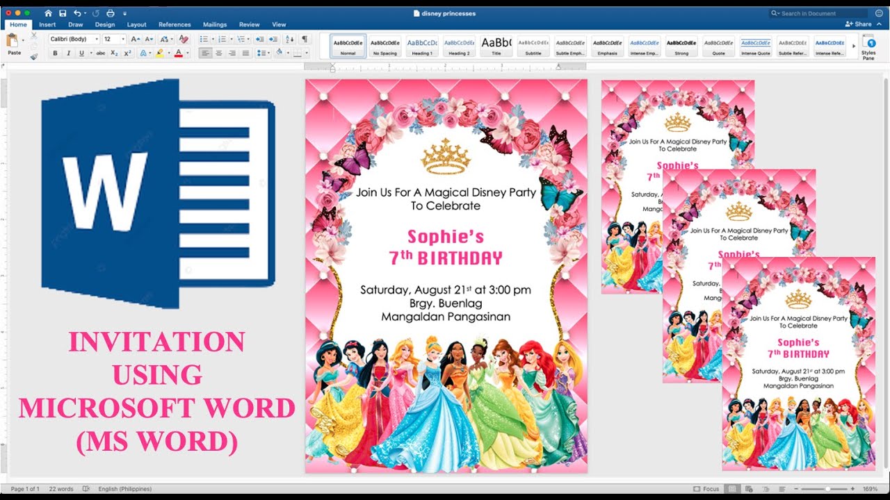 Disney Princess Invitations Templates
