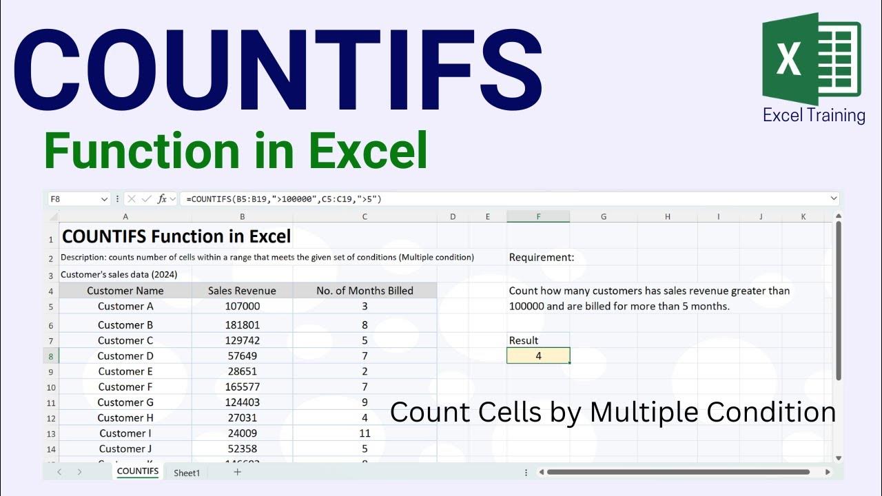 COUNTIFS Function in Excel | Counting Cells by Multiple Conditions - YouTube