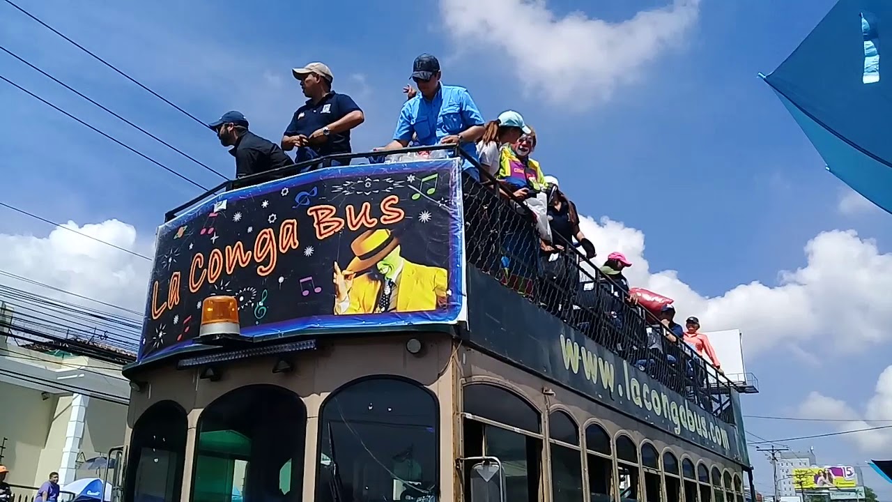FIESTAS AGOSTINAS DE SAN SALVADOR 2019 --- LA CONGA BUS CON CHINBOMBIN ...
