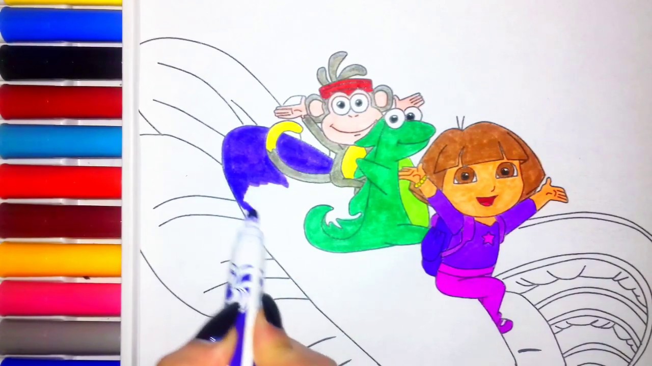 Dora the Explorer//On a big flower //На большом цветке //Coloring for ...