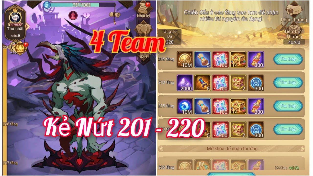 Afk Arena | 4 Team leo Kẻ Nứt Thời Gian Tầng 201 - 220 Acc Oldies ...