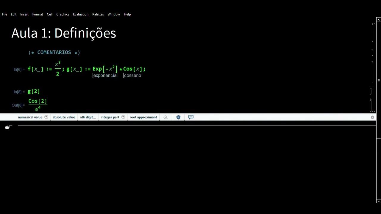 Wolfram Mathematica - Aula 1 - Definições, Limite, Derivada, Integral ...