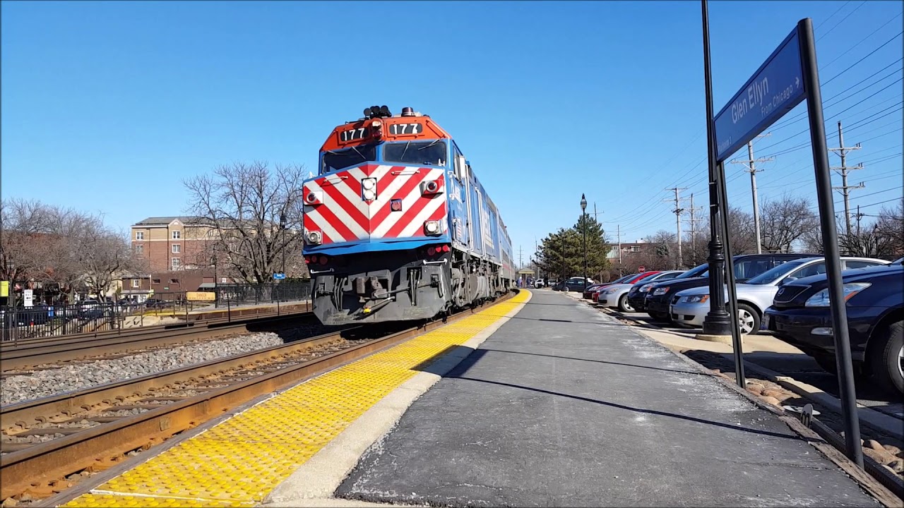 Metra 177 Station Stop, Glen Ellyn, IL - 2/18/2017 - YouTube