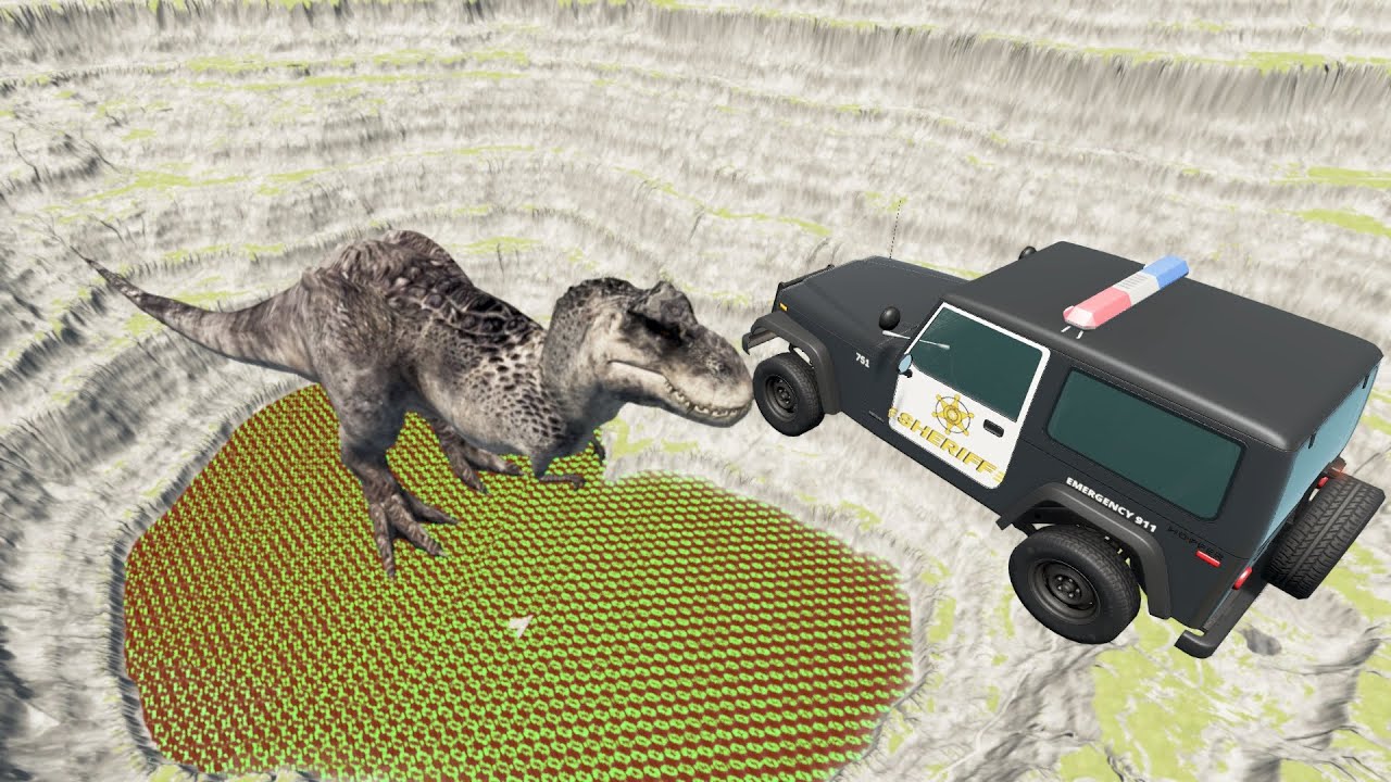 Leap of Death Cars Jumps & Falls into T-Rex #239 | BeamNG drive - YouTube