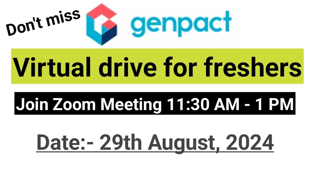Genpact mega virtual drive for freshers || Attend the meeting via Zoom ...