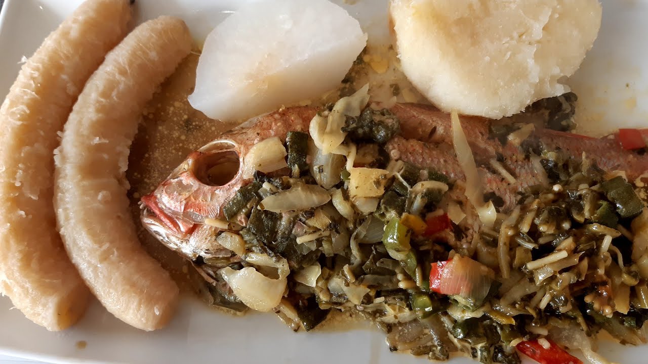 HOW TO MAKE SOME REAL JAMAICA ROAST FISH WITH CALLALOO & OKRA & CABBAGE ...