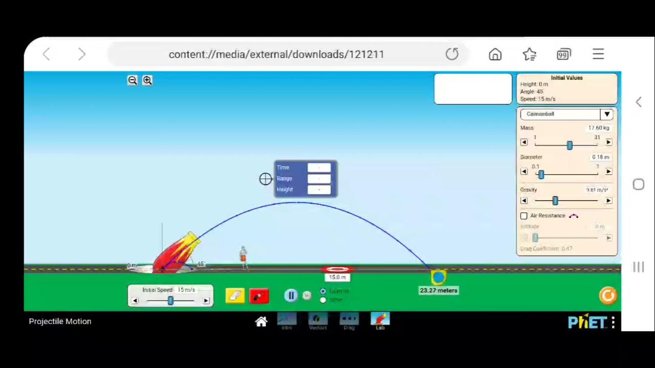 Praktikum Fisika PhET Simulation "Projectile Motion" || ANDRINI JULISTIA_F1C221011 - YouTube