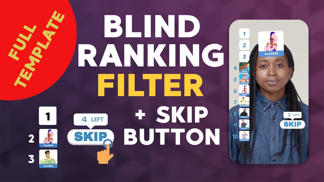 Effect House | Blind Ranking + Skip button TikTok Filter Template - YouTube