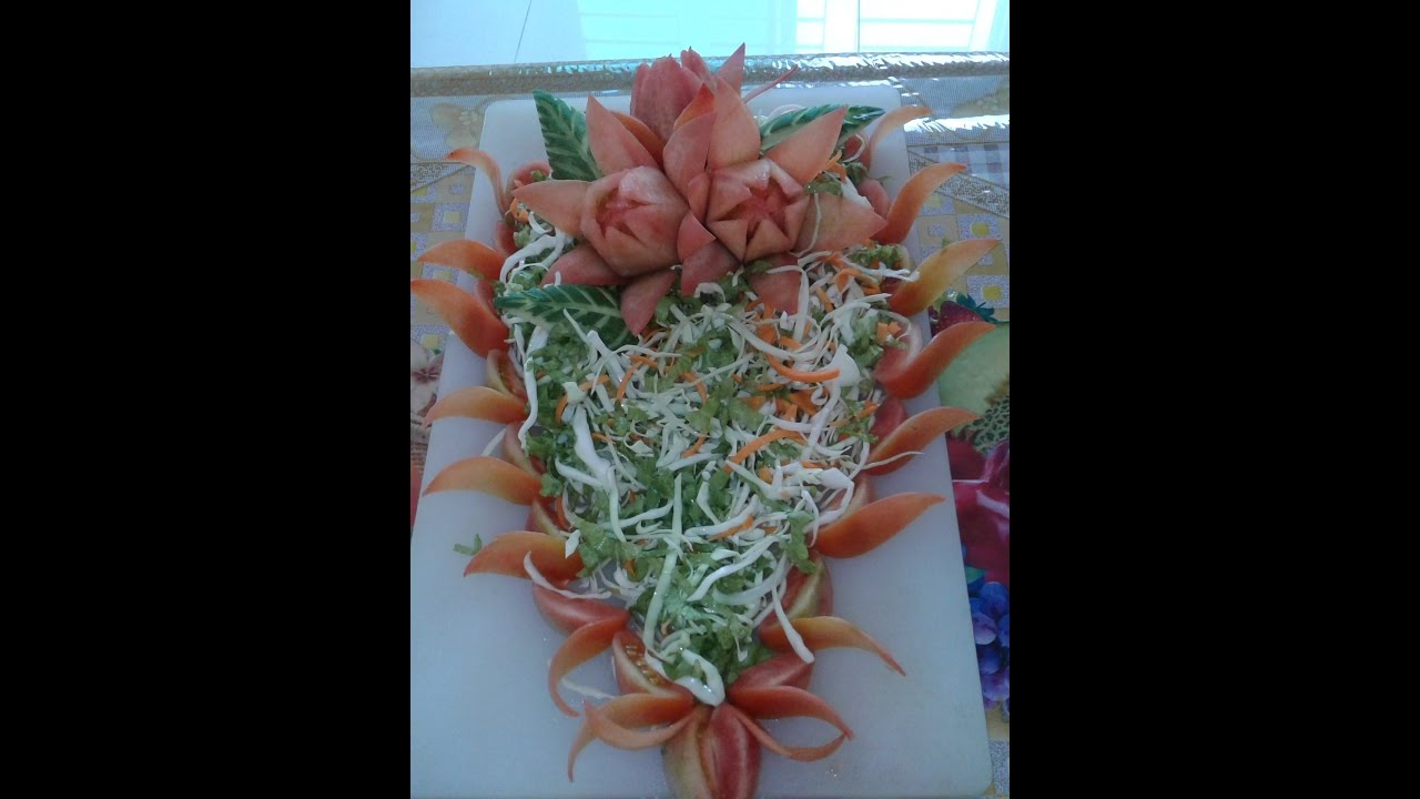 Simple and easy tomato flower carving design. - YouTube