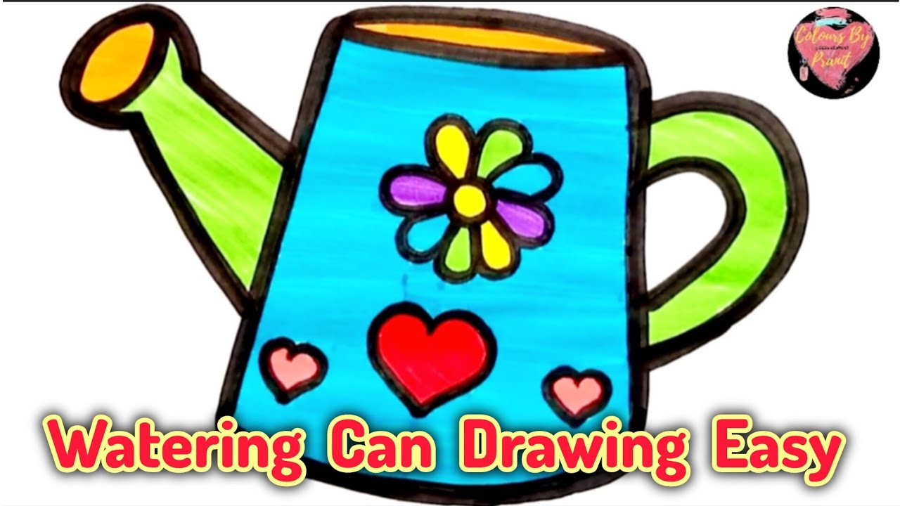 Watering Can Drawing Easy Step by Step for Beginners | Simple Watering ...