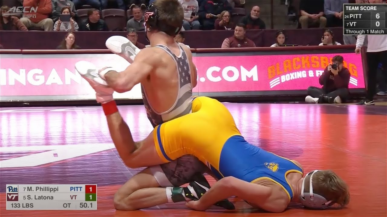 133lbs Micky Phillippi (Pitt) vs Sam Latona (Virginia Tech) - YouTube
