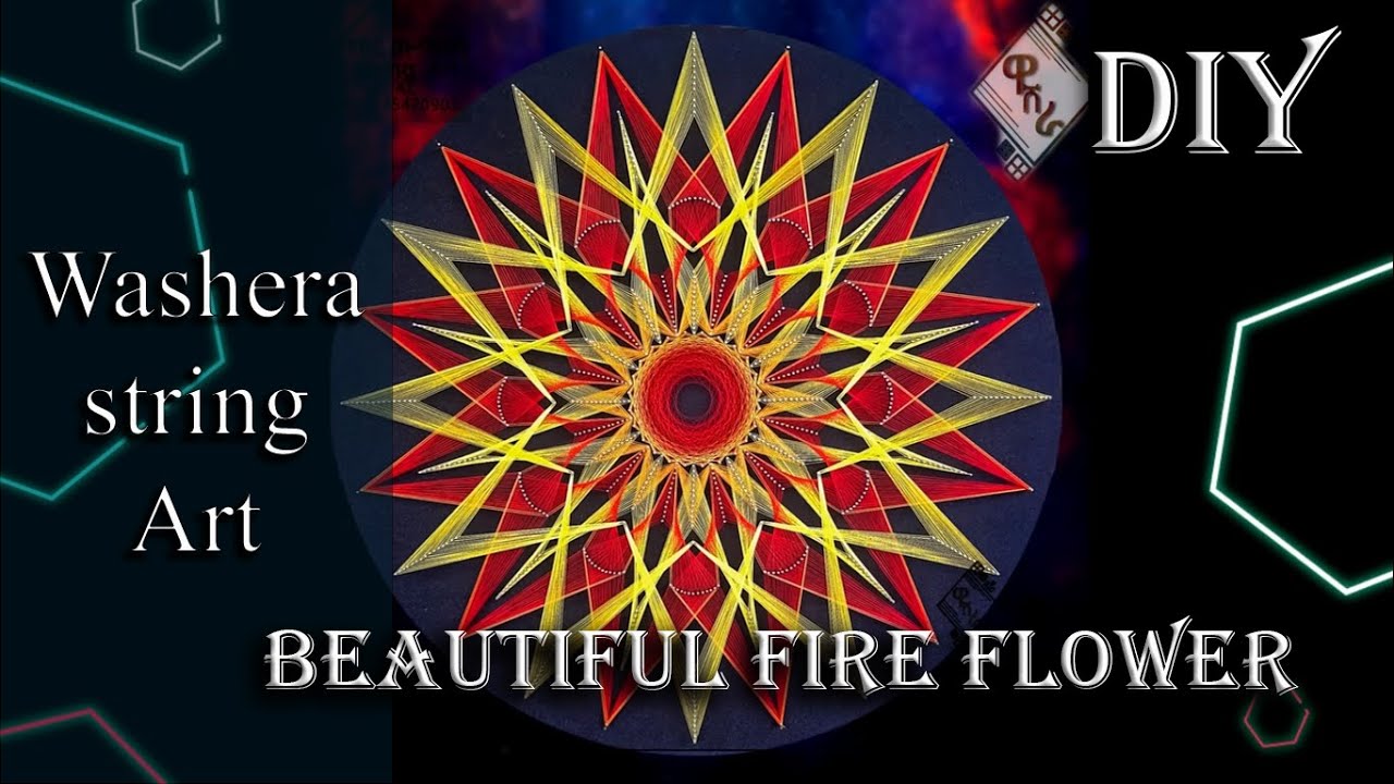 How to make a string art of Beautiful fire flower Ethiopian new string art tutorial DIY - YouTube