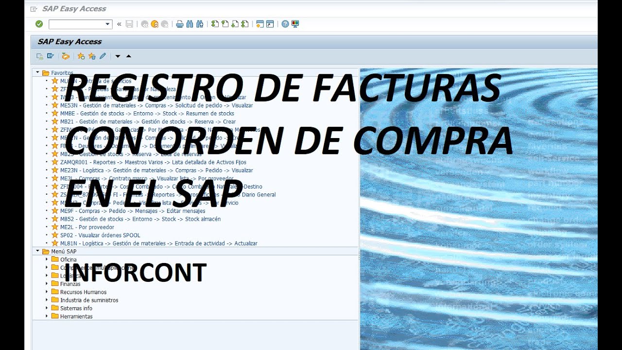 REGISTRO DE FACTURAS CON ORDEN DE COMPRA EN EL SAP - YouTube