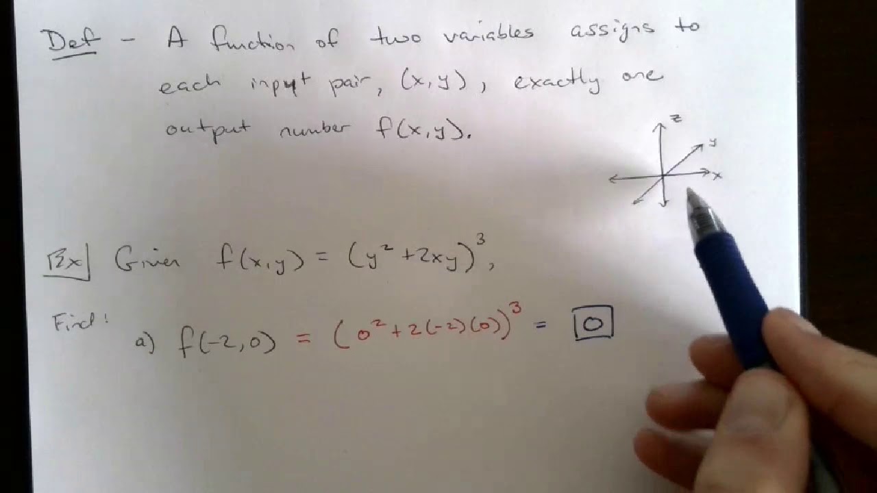 Evaluating Functions Of Several Variables Youtube