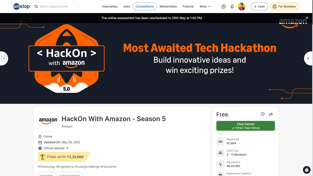 HackOn With Amazon - Season 5 | All Questions Solved | 29 May 2025 - YouTube