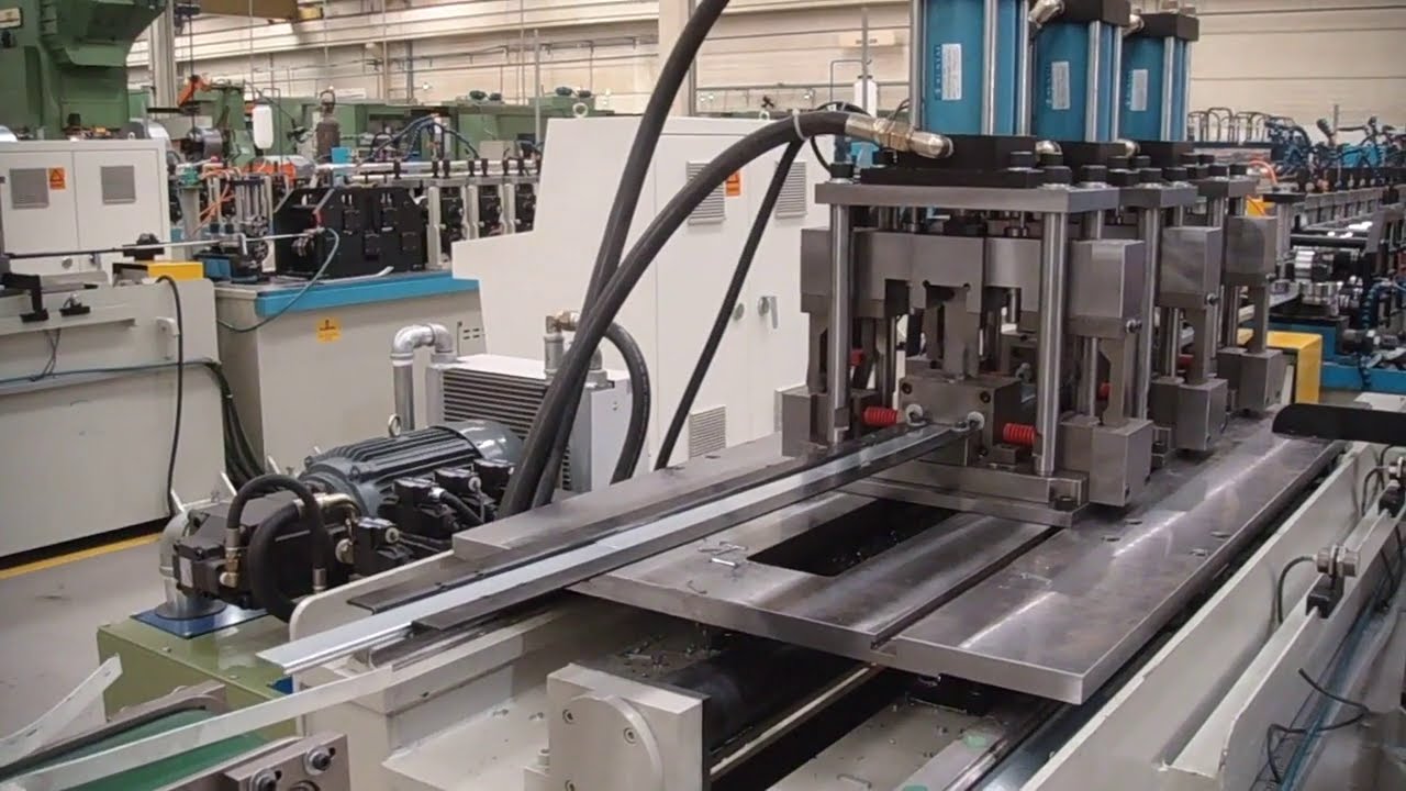 telescopic channel roll forming machine - YouTube