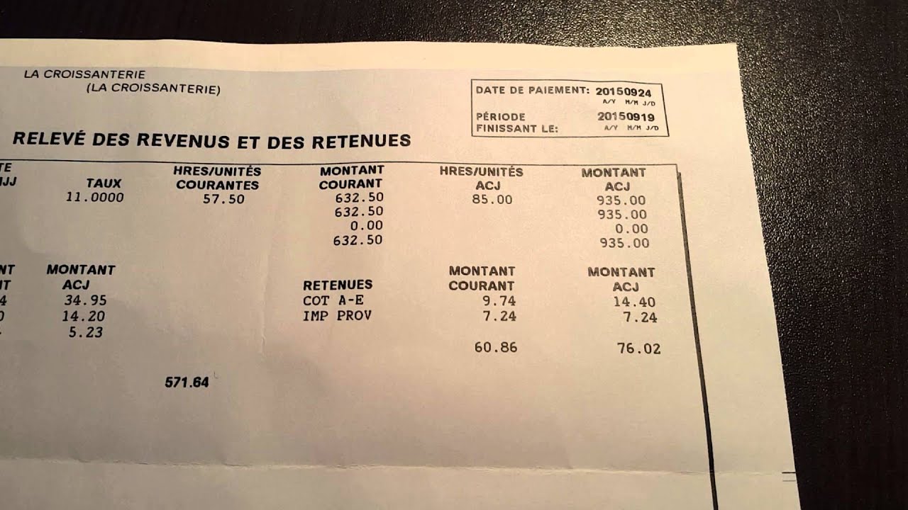 Explication d'un chèque de paye - YouTube