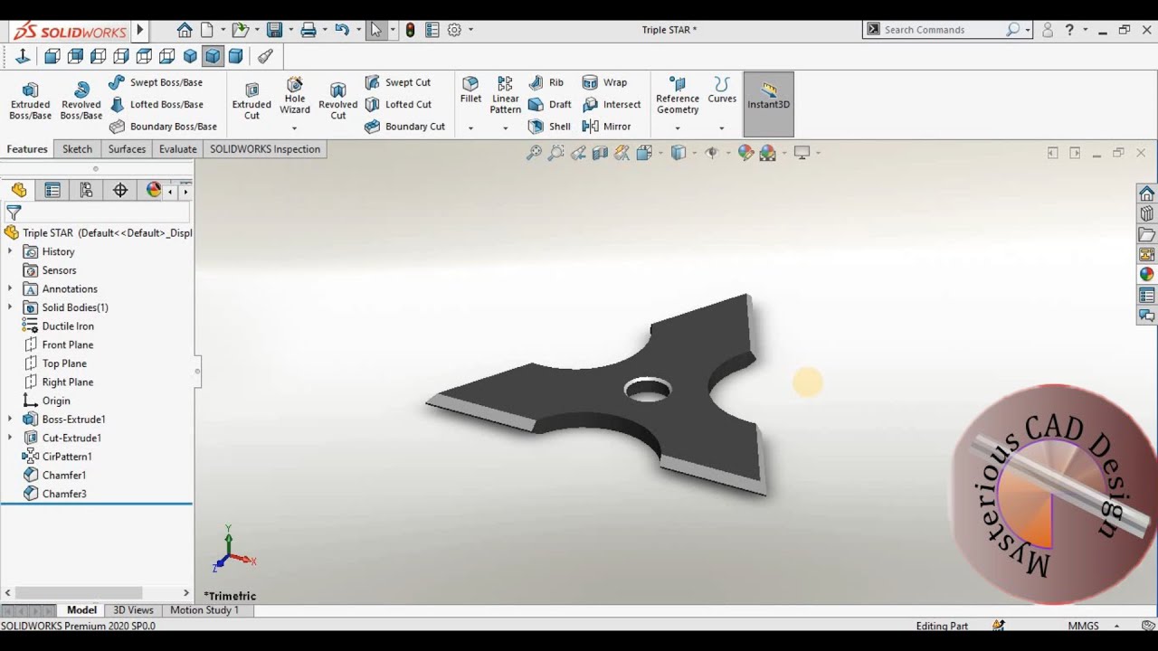 How to design ninja star in solidworks || solidworks tutorial - YouTube