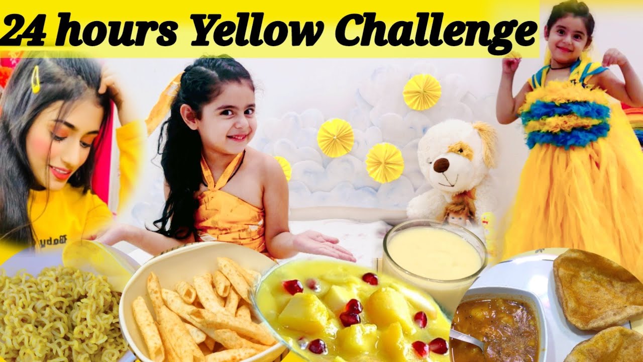 24 HOURS CHALLENGE | 24 HOURS FOOD CHALLENGE | 24 HOURS YELLOW ...