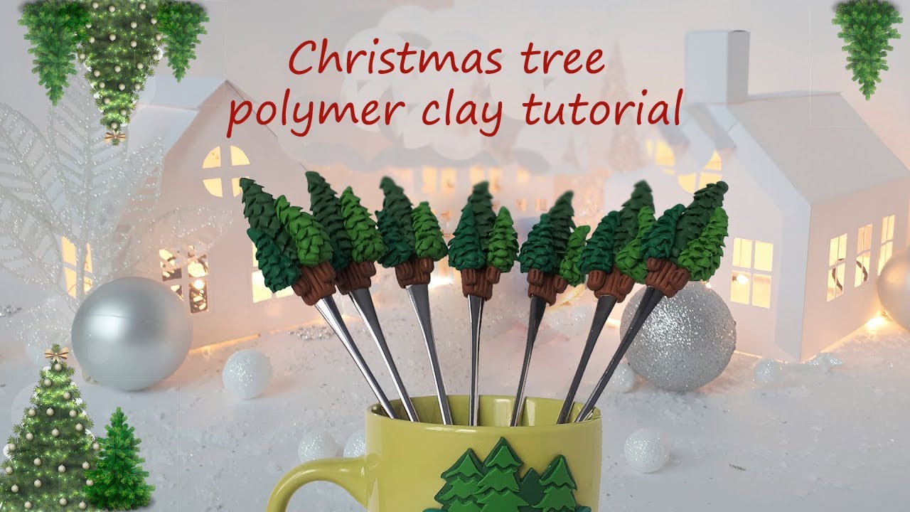 Christmas tree polymer clay tutorial. Christmas tree teaspoon or ...