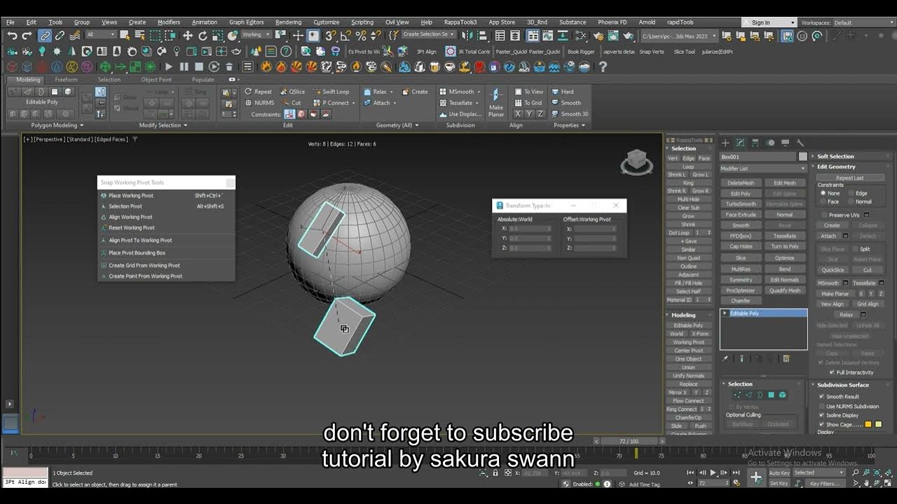 3ds max 2023 align working pivot and grid - YouTube