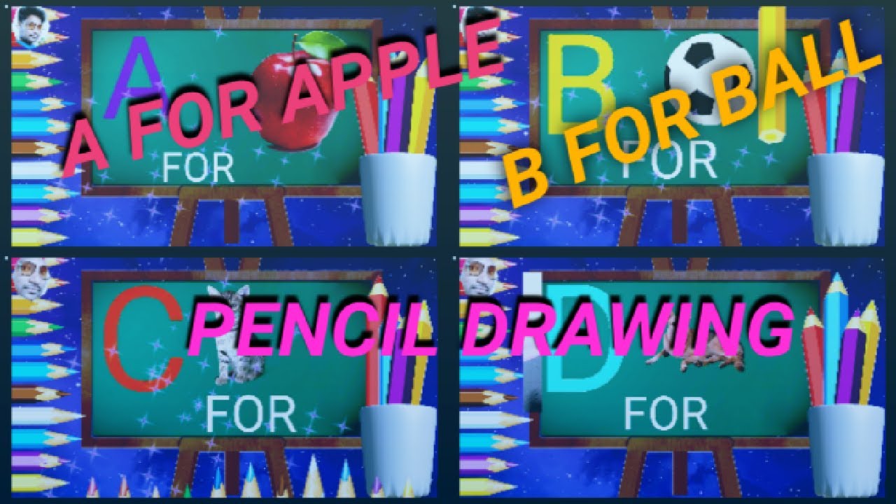 A for apple B for ball | Pencil drawing ABCD alphabet letter | abcd for ...