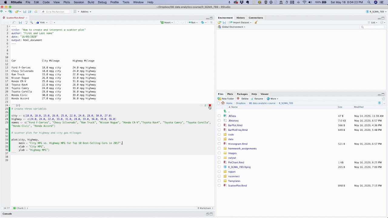 R Video 11. How to create and interpret a scatter plot - YouTube