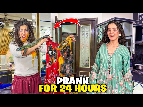 Pranking Zainab For 24 Hours 😈|Khaney Mei Chipkali Add krdi🤣|Shaadi Key Kaprey Jala Diay😱|Sistrology