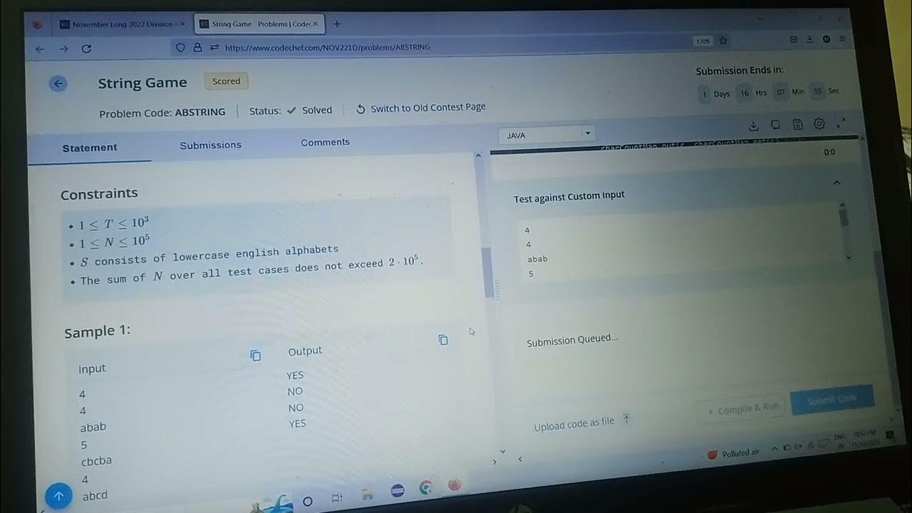 String Game Codechef November Long Challenge - YouTube