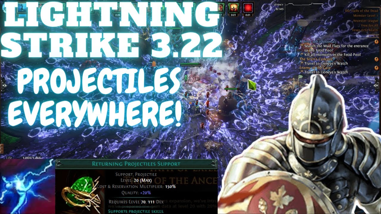 POE 3.22 Lightning Strike Champ Day 1-2 ,Wide Screen Clear Projectiles ...