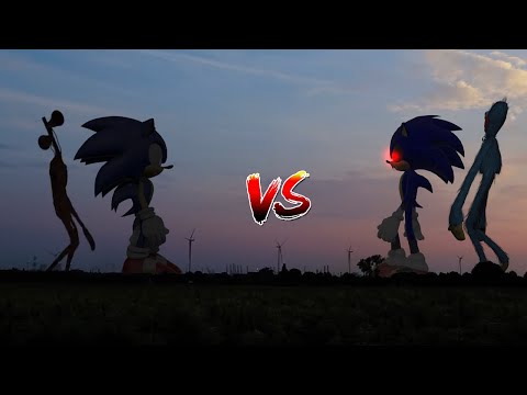 Siren Head & Sonic The Hedgehog VS Huggy Wuggy & Sonic.EXE
