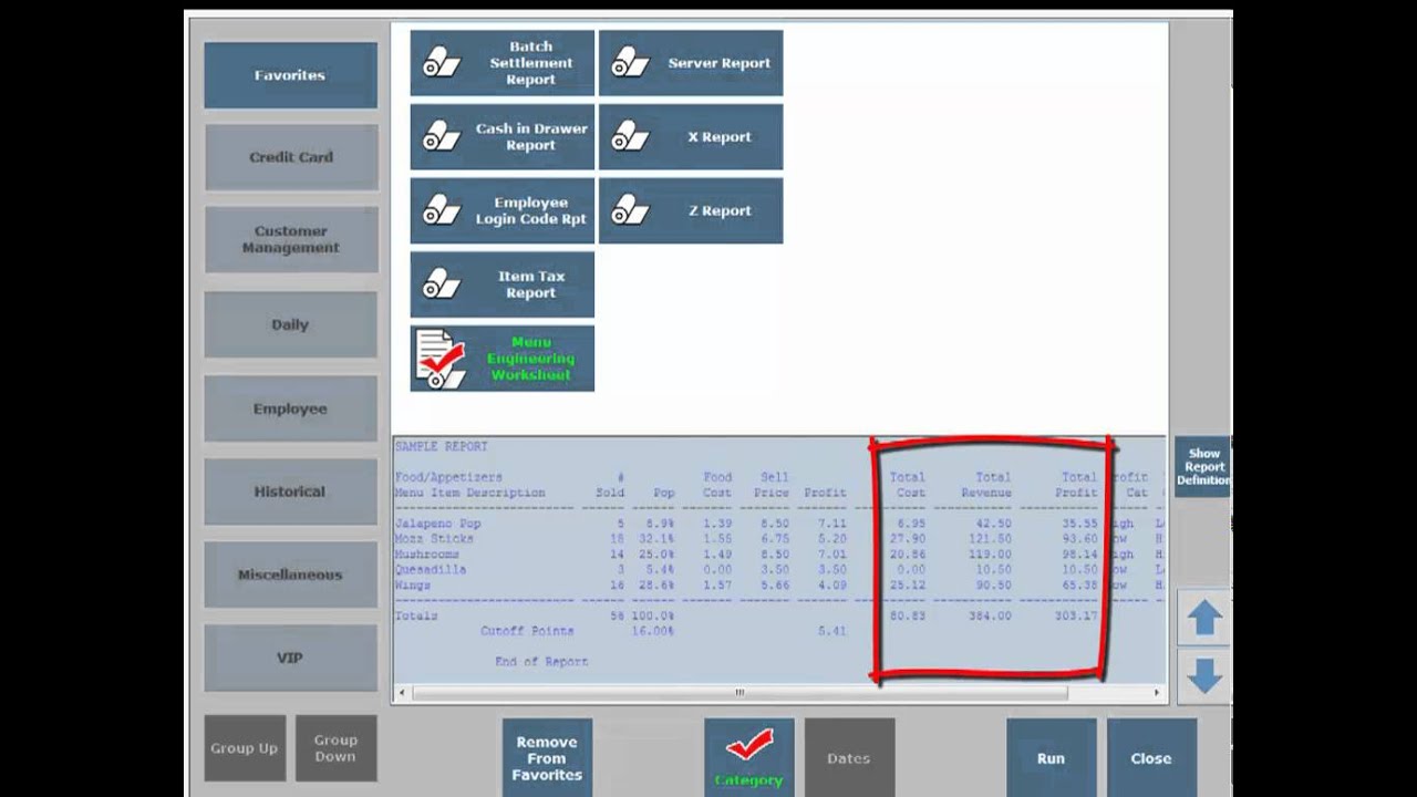 2TouchPOS Menu Engineering Report - YouTube