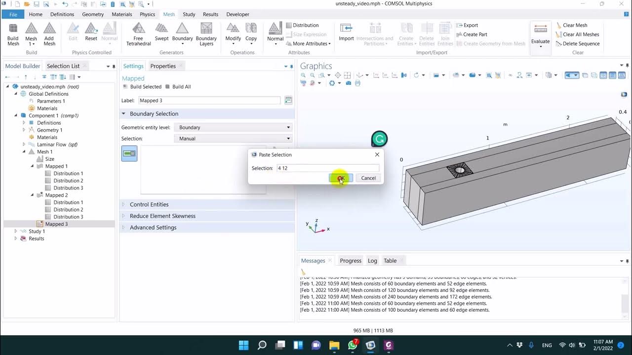 How to make structured mesh by COMSOL Multiphysics around 3D Cylinder with different domains ...