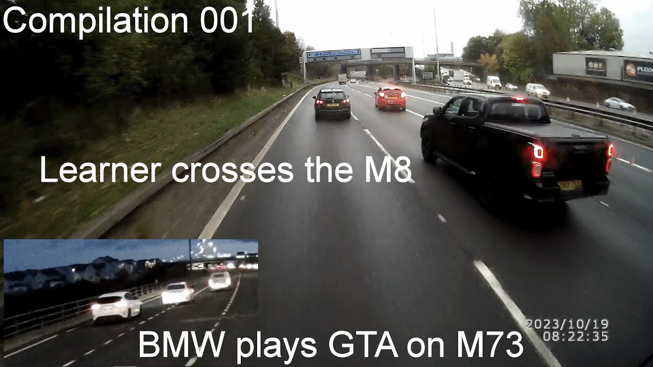 Bad driving - Compilation 001 ~ Learner on M8 / Wrong lane / GTA on M73 ...