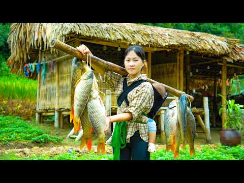 Full 30-Day Video: Single Mom Fishing and Catching Giant Wild Fish with My Child