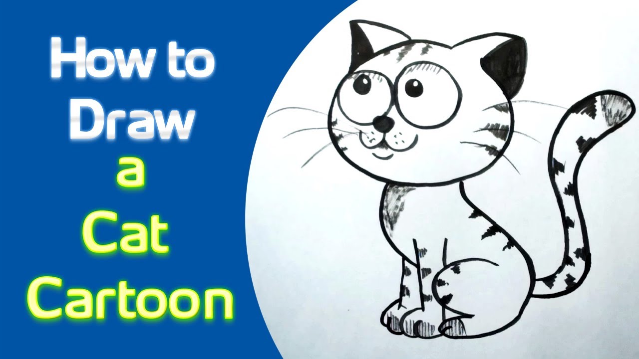 How to Draw a Cartoon Cat Easy Drawing || YZArts - YouTube